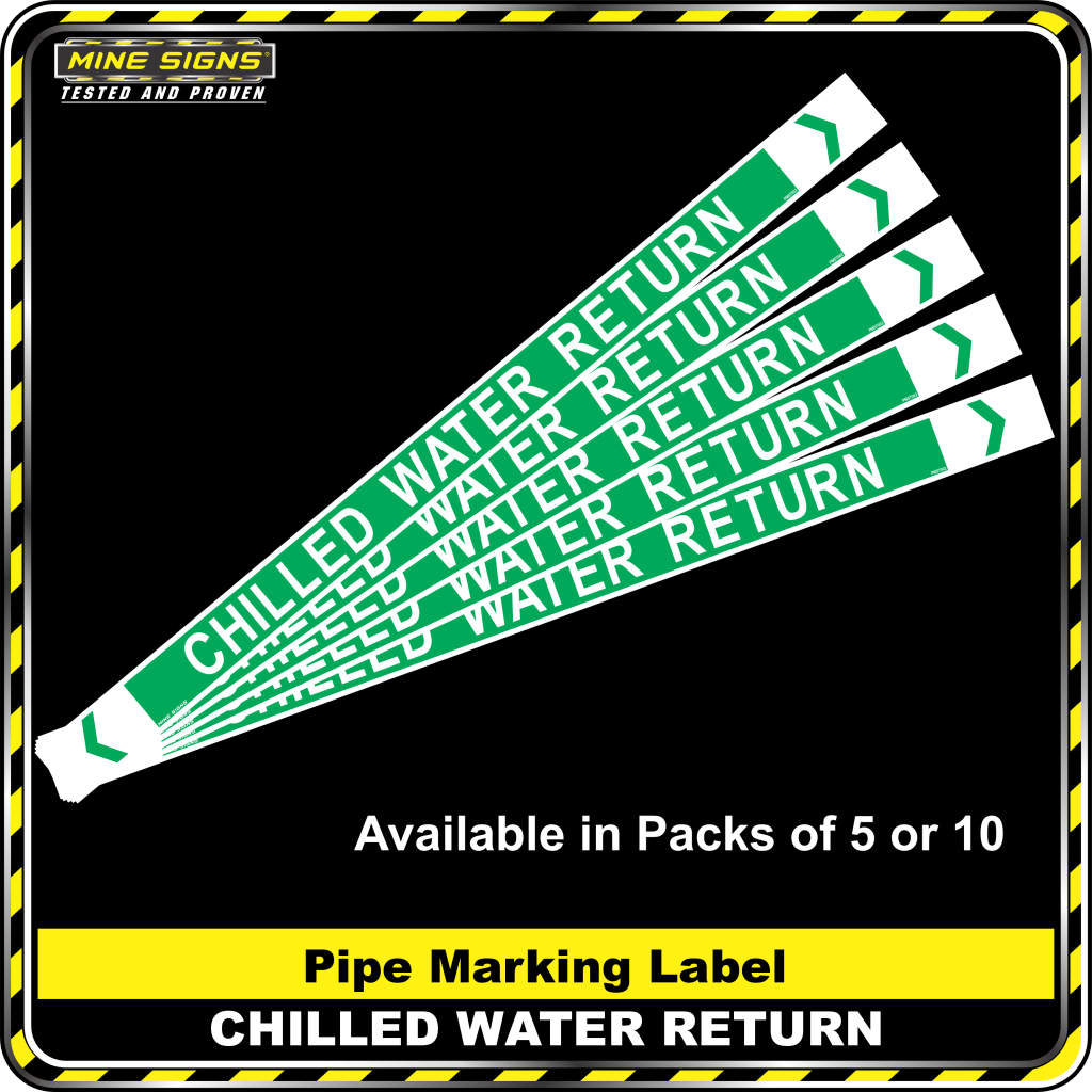 Pipe Marking Label - Chilled Water Return - Mine Signs